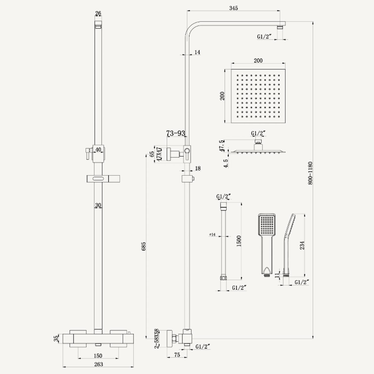 Matrix Plus Square Shower Head - Giavani Bathrooms