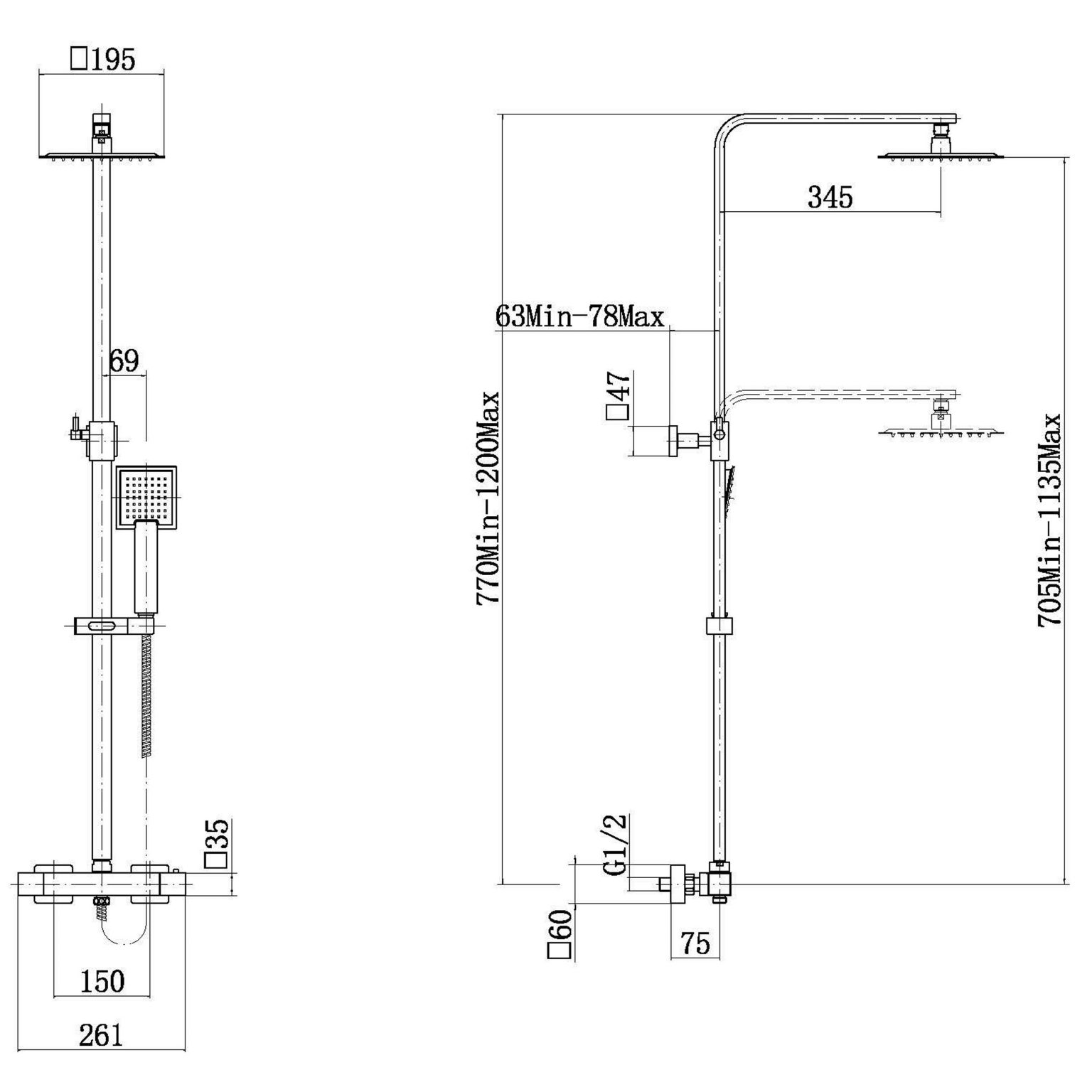 Matrix Twin Square Shower Head